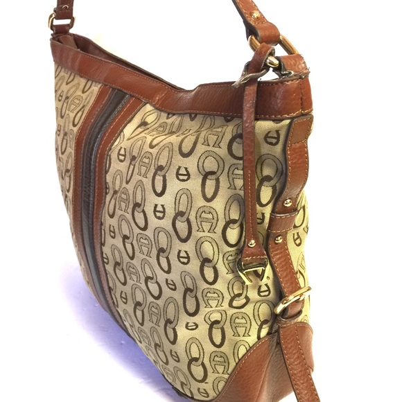 Etienne Aigner | Bags | Aigner Signature Canvas Leather Large Zip Tote ...